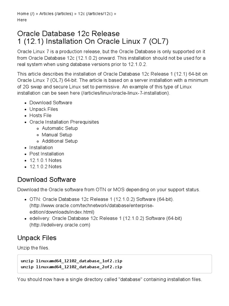 ORACLE-BASE - Oracle Databasfdgfde 12c Release 1 (12 | PDF | Oracle ...