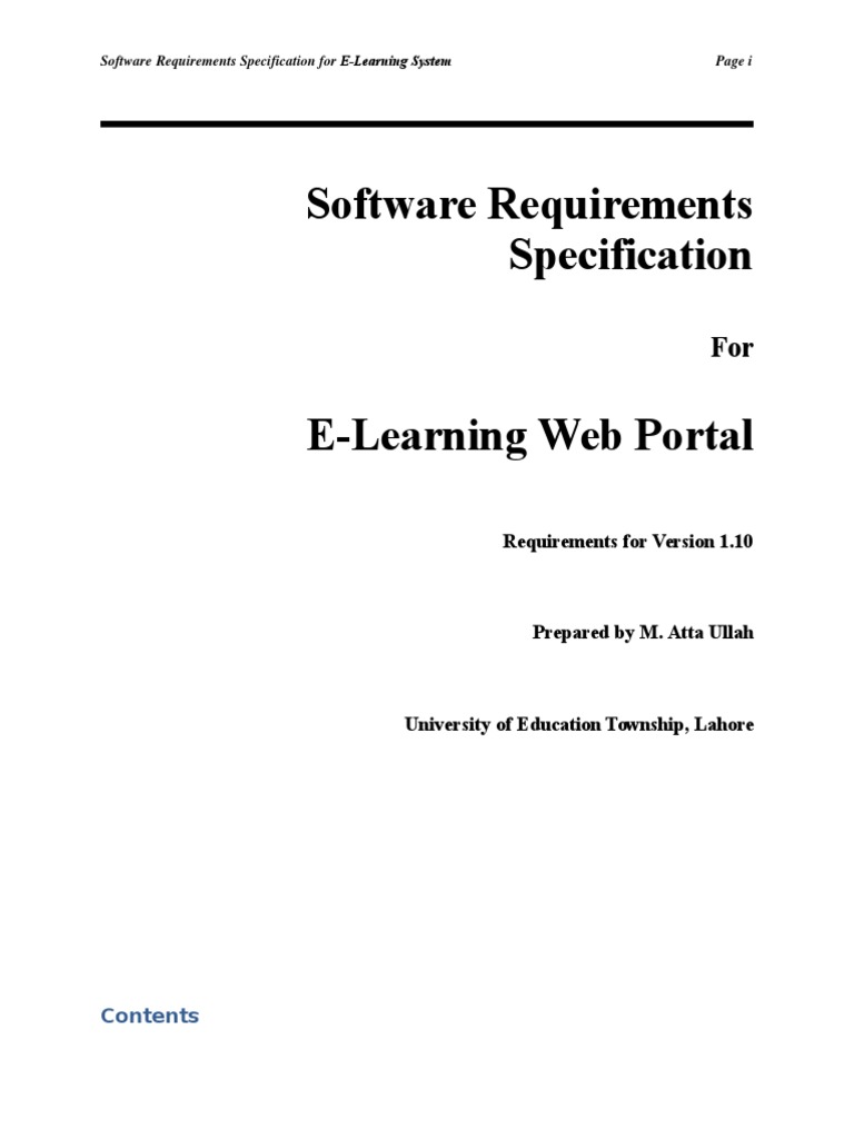 E-Learning System Requirements Spec | PDF