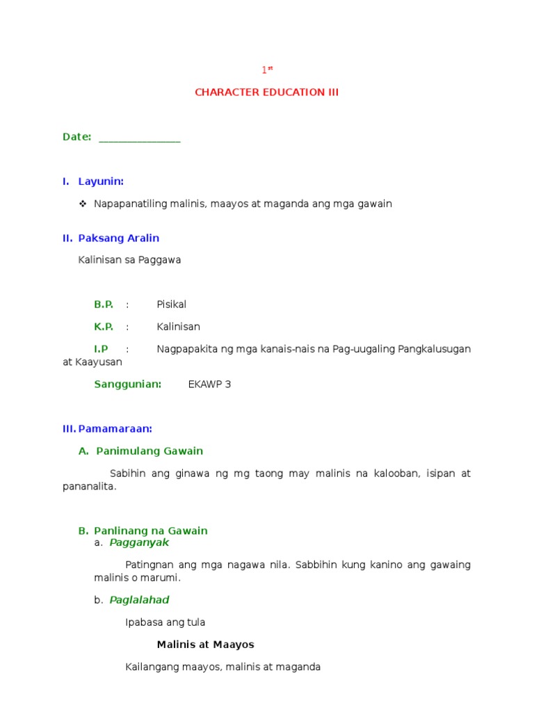 Grade 3 Character Education LP 1st-4th | PDF