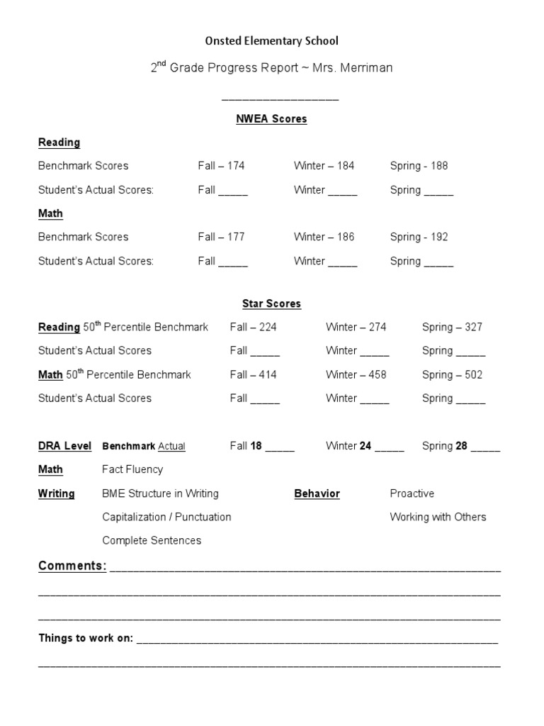 2nd Grade Progress Report | PDF