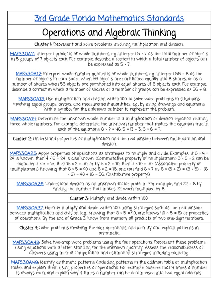 Operations and Algebraic Thinking | PDF | Multiplication | Natural Number