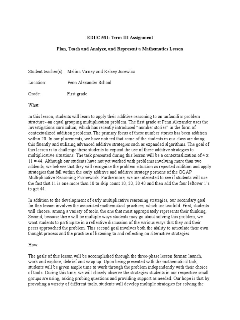 Term III Draft Lesson Plan | PDF | Curriculum | Teaching Mathematics