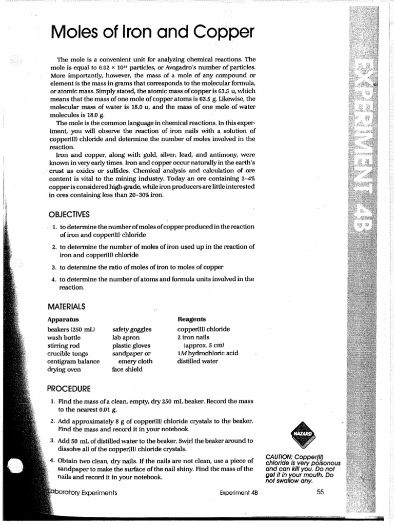 Lab 4b Moles of Fe and Cu | PDF
