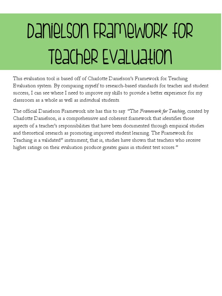 Danielsons Framework For Teaching | PDF | Educational Assessment | Teachers