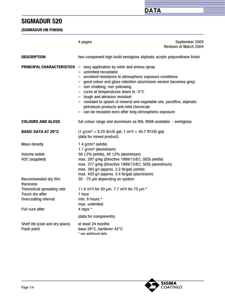 Sigmadur 520 (English) | Safety | Paint