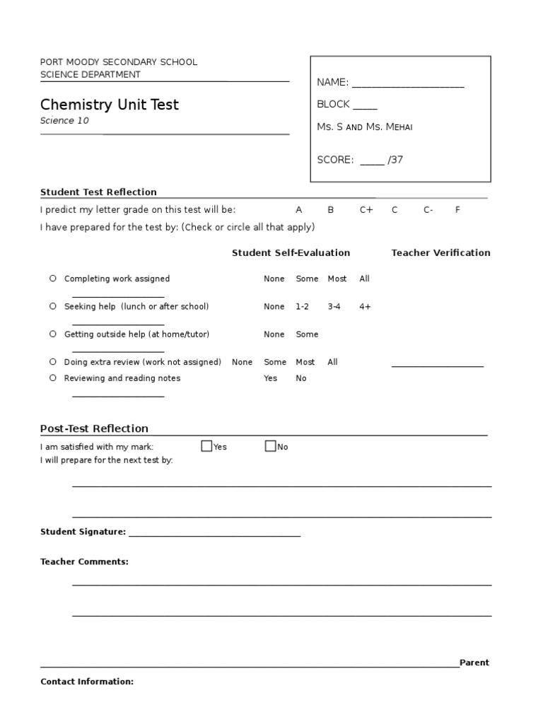 General Science Test Cover Sheet | PDF