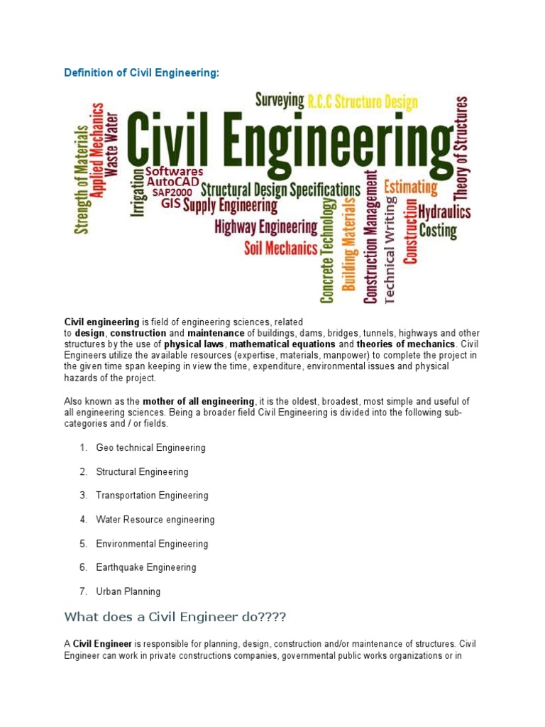 Definition of Civil Engineering | Civil Engineering | Engineer