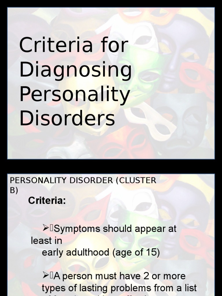 Criteria For Diagnosing Personality Disorders | PDF | Personality ...