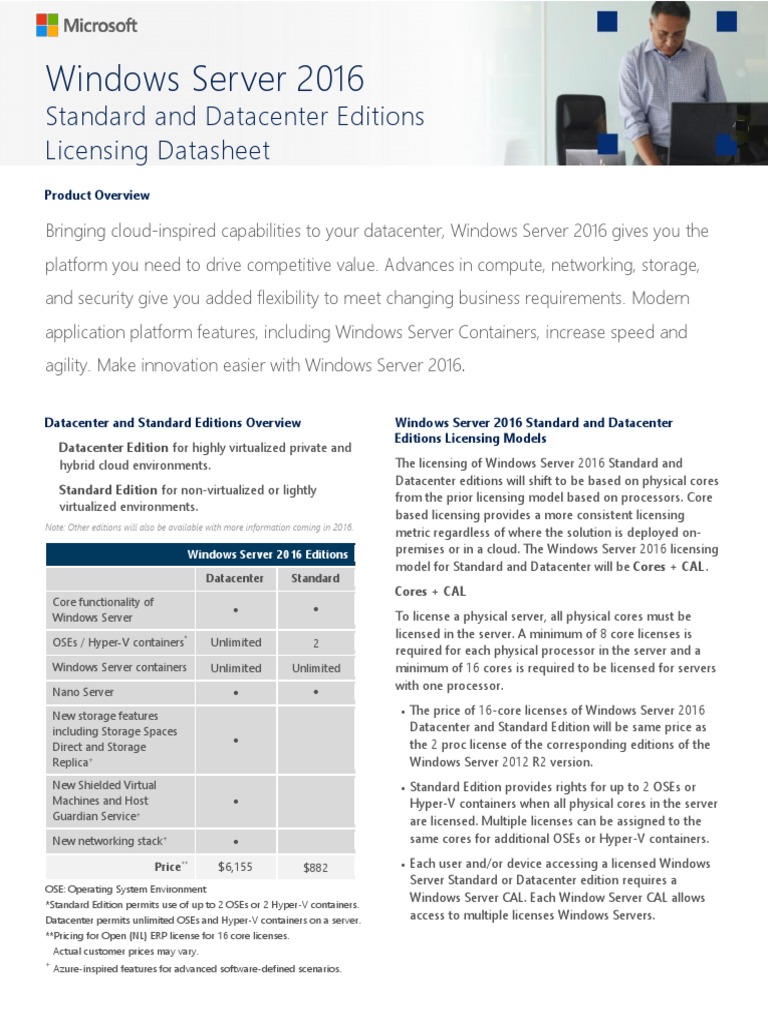 Microsoft Windows Server 2016 Licensing | PDF | Hyper V | Microsoft Windows