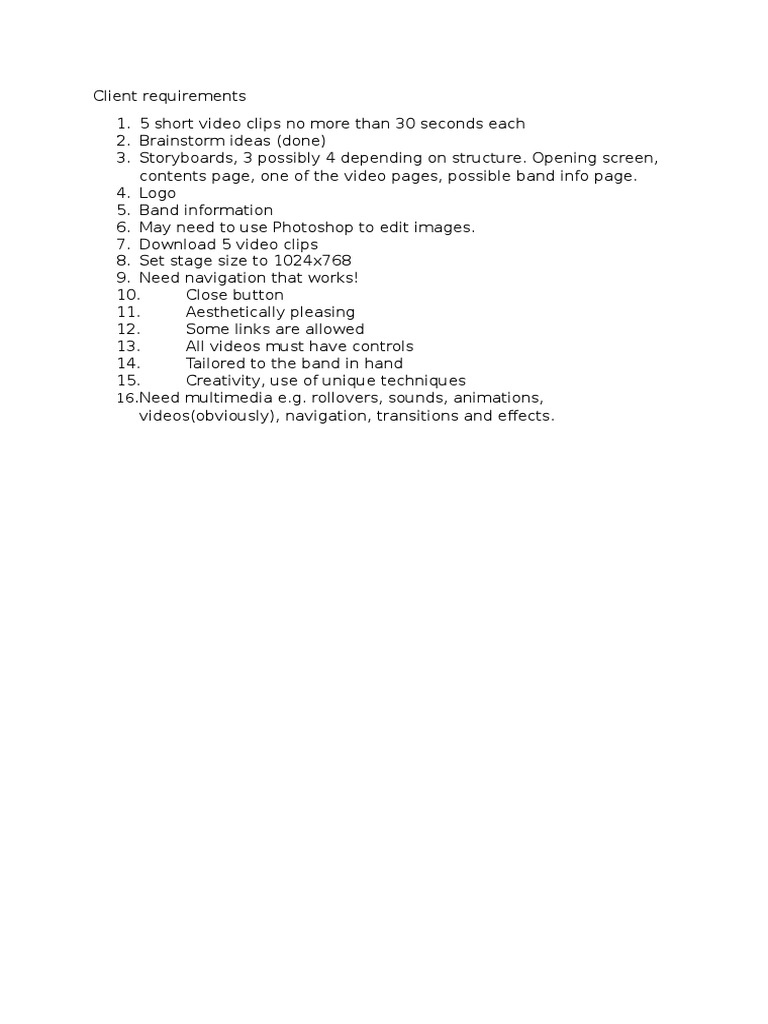 Client Requirements | PDF