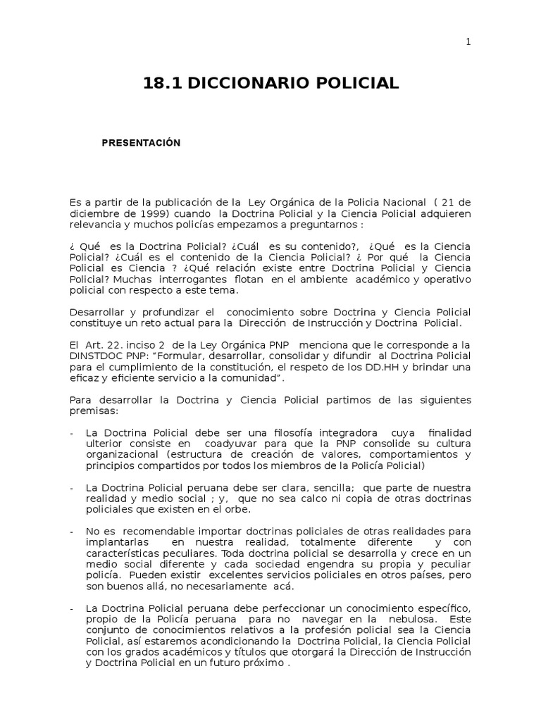 Diccionario Policial | PDF | Policía | Calidad (comercial)
