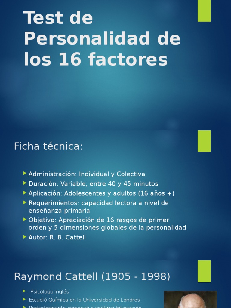 Test 16PF: Personalidad en 16 factores | PDF | Cuestionario | Sicología