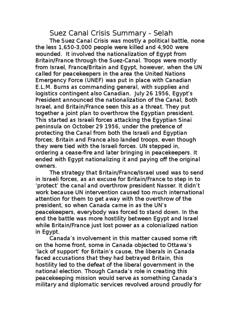 Suez Canal Crisis Overview and Impact | PDF | History