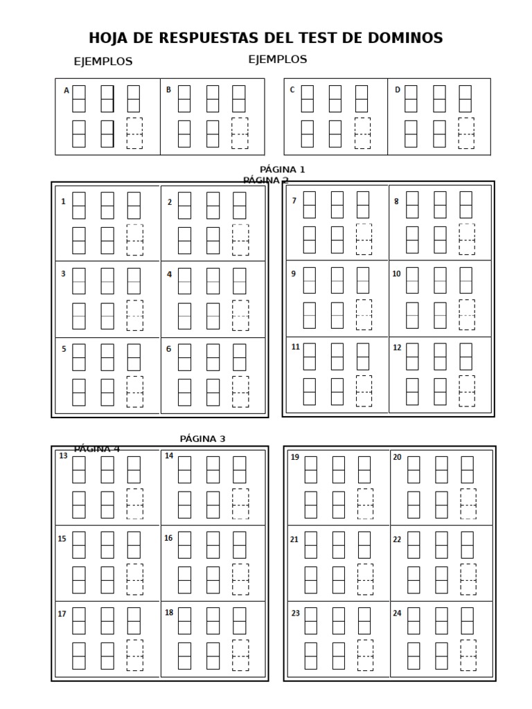 Hoja de Respuestas Del Test de Dominos