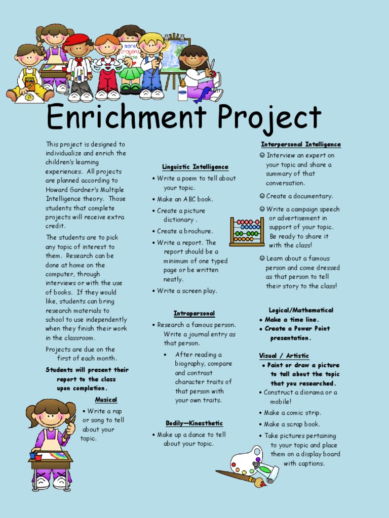 Enrichment Project Ideas for Students | PDF