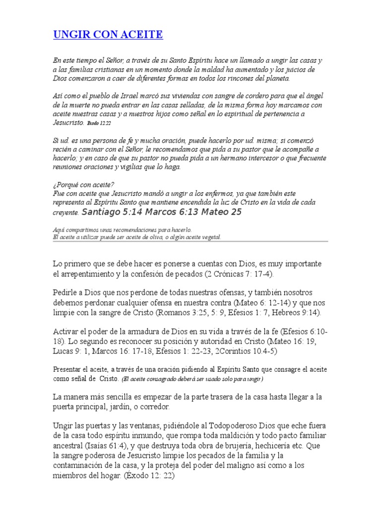 Cómo Ungir con Aceite en el Hogar | PDF | Cristo (título) | Fe