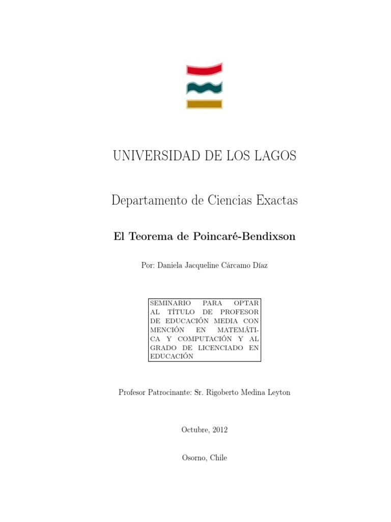 El Teorema Poincare-Bendixson | PDF | Valores propios y vectores ...