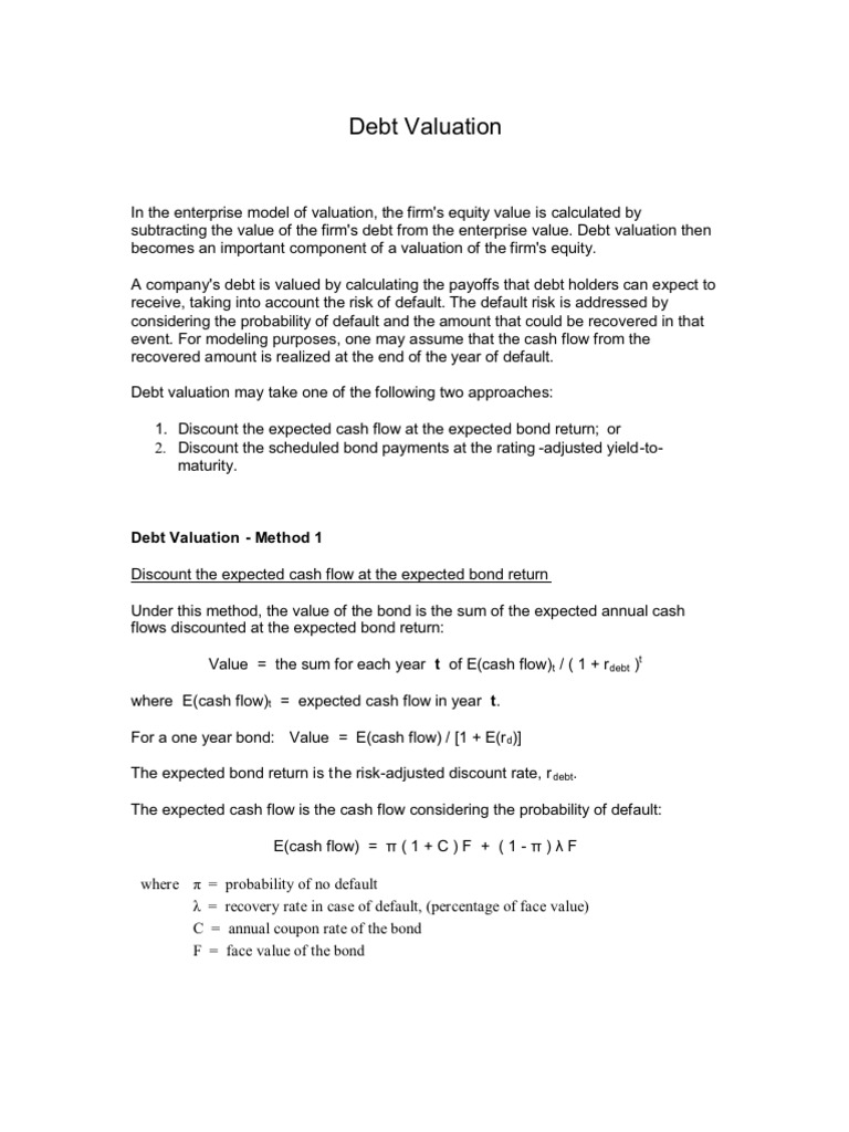 Debt Valuation | PDF | Valuation (Finance) | Discounting