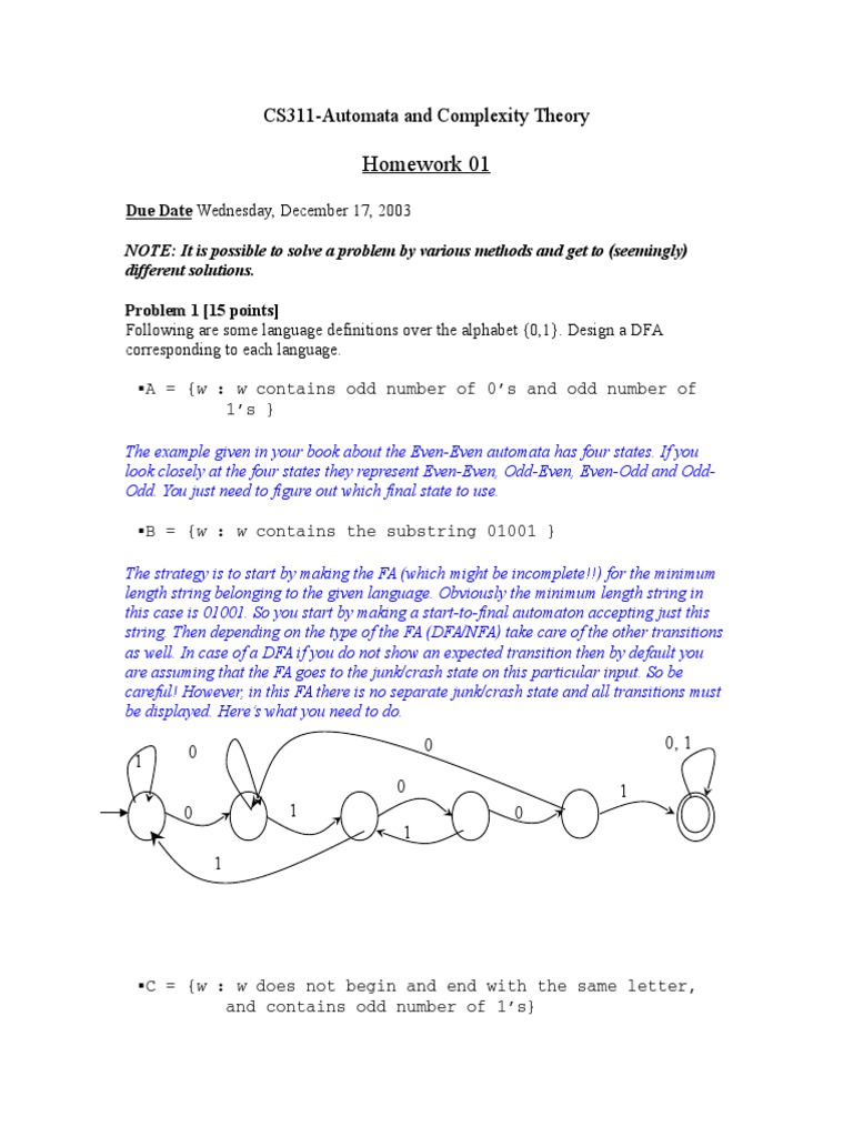 Automata Homework Solution Pdf Automata Theory Discrete Mathematics