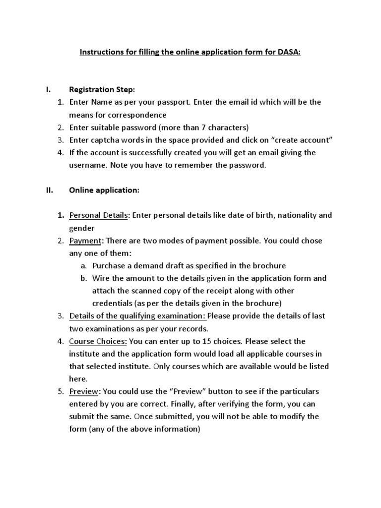 DASA Online Application Guide | PDF | Sat | Computing