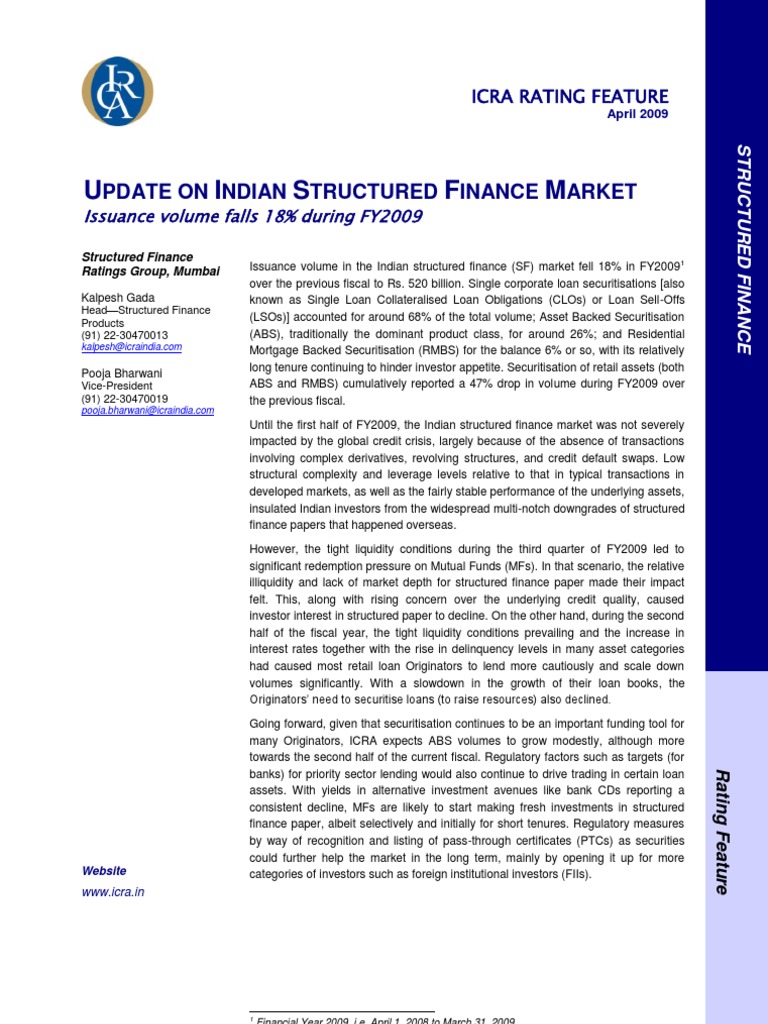 Structured Finance in India | PDF | Securitization | Asset Backed Security