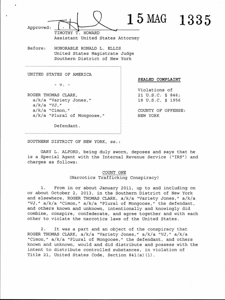US v. Roger Thomas Clark Complaint | PDF
