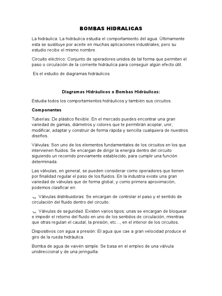 Bombas Hidralicas Final | PDF | Bomba | Pistón