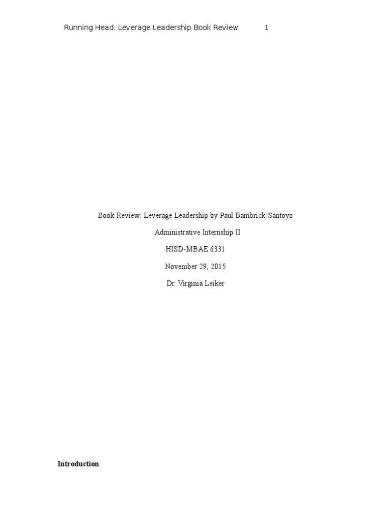 Leverage Leadership: A Book Review | PDF | Leadership | Educational ...