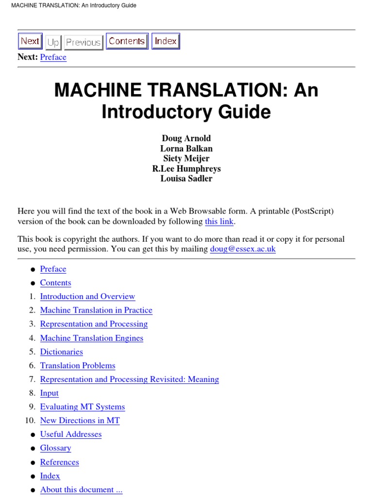 Machine Translation - An Introductary Guide, Arnold | PDF ...
