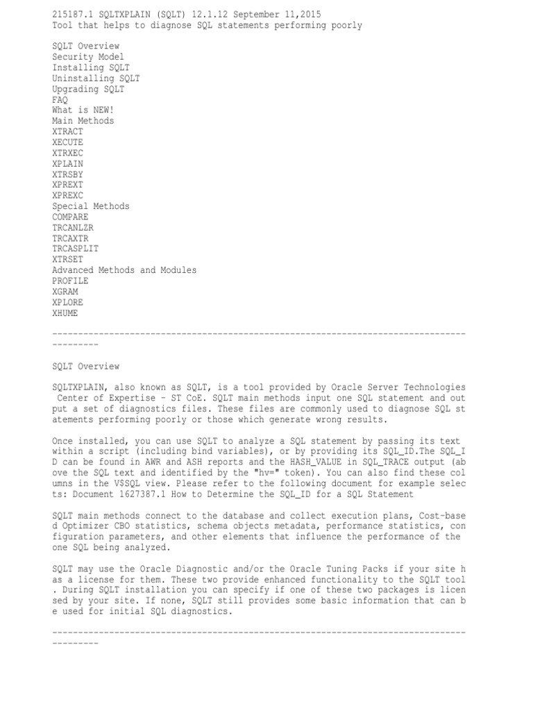 Sqlt Instructions Pdf Oracle Database Sql