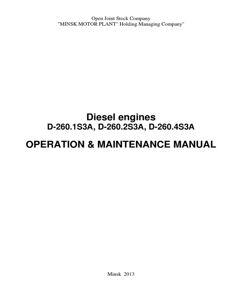 Operation & Maintenance Manual d260 S3a-En Okt. 2014 | PDF | Internal ...