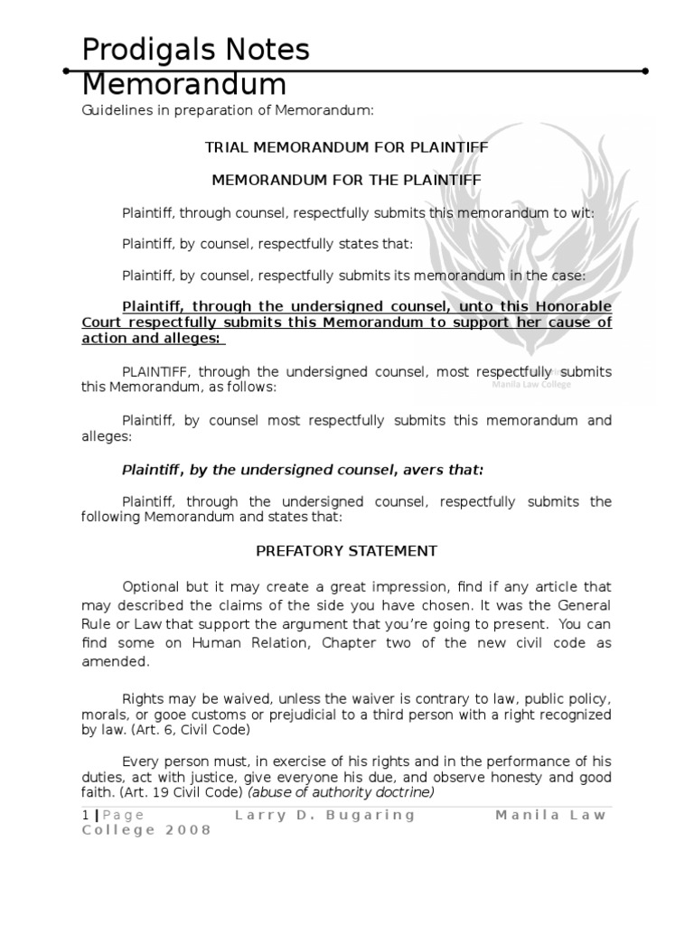 Past Bar Exam Memorandum2011 | PDF | Negligence | Damages