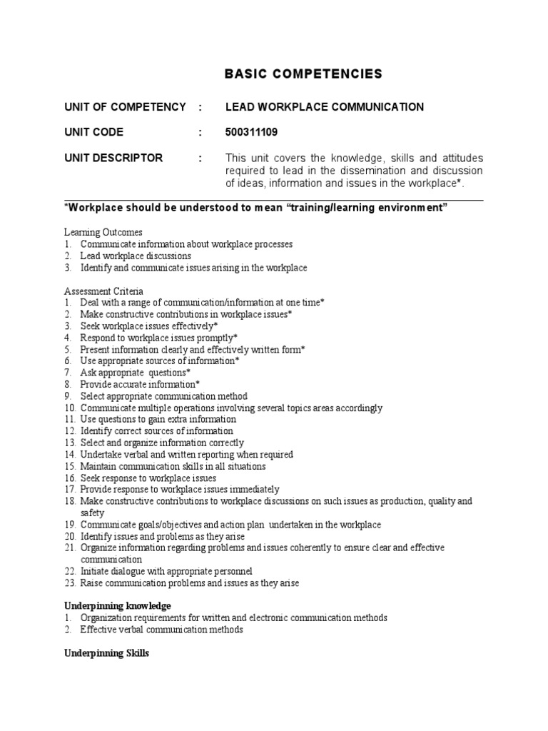 Basic Competencies TM | PDF | Competence (Human Resources) | Science