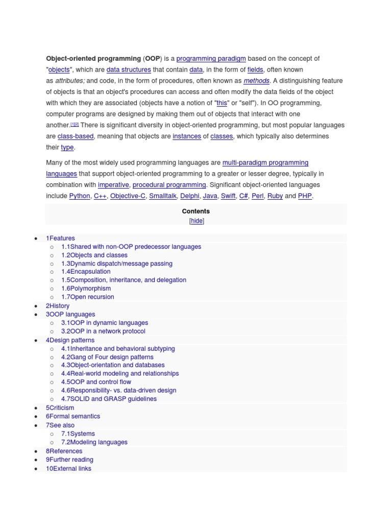 Object Oriented Programming | PDF | Object Oriented Programming | Object (Computer Science)