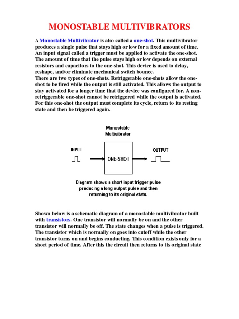 Monostable Multivibrator Guide | PDF | Electrical Components | Electrical Engineering