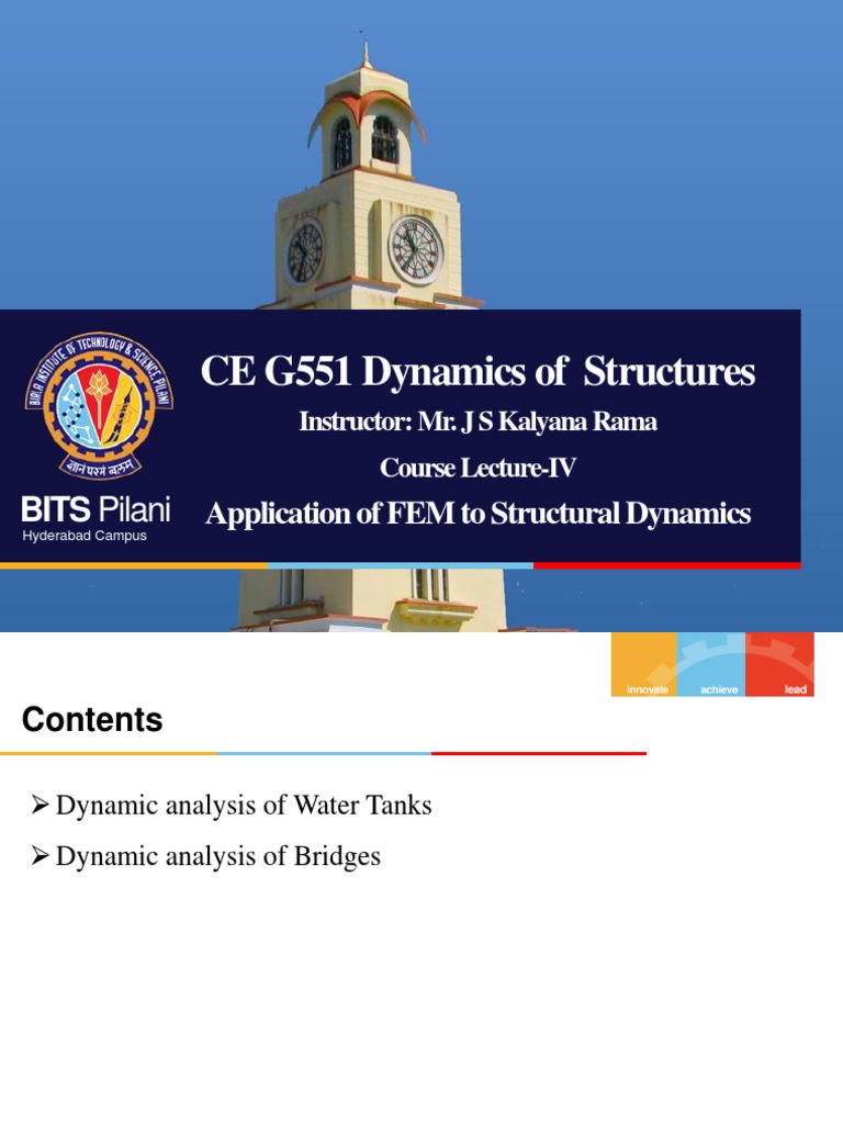 CE G551 Dynamics of Structures: BITS Pilani | PDF | Continuum Mechanics | Classical Mechanics