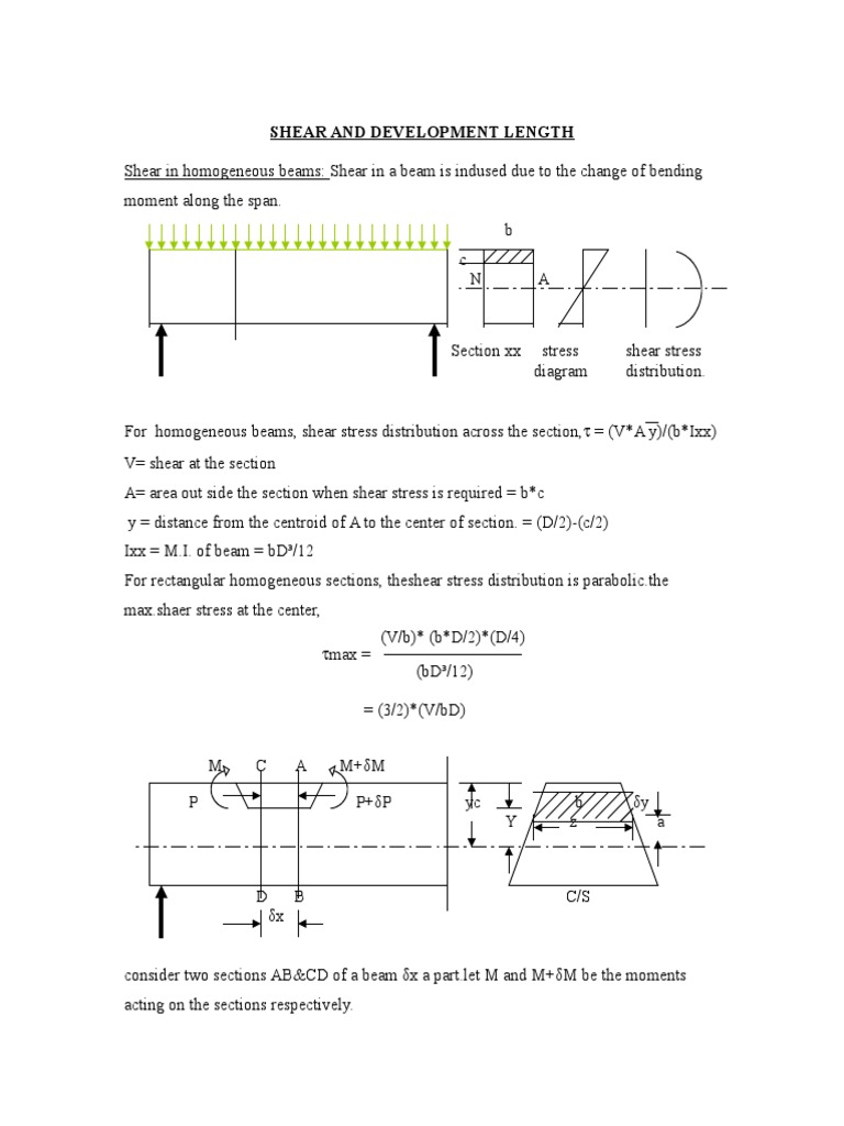 Shear and Development Length in Beams | PDF | Stress (Mechanics) | Beam ...