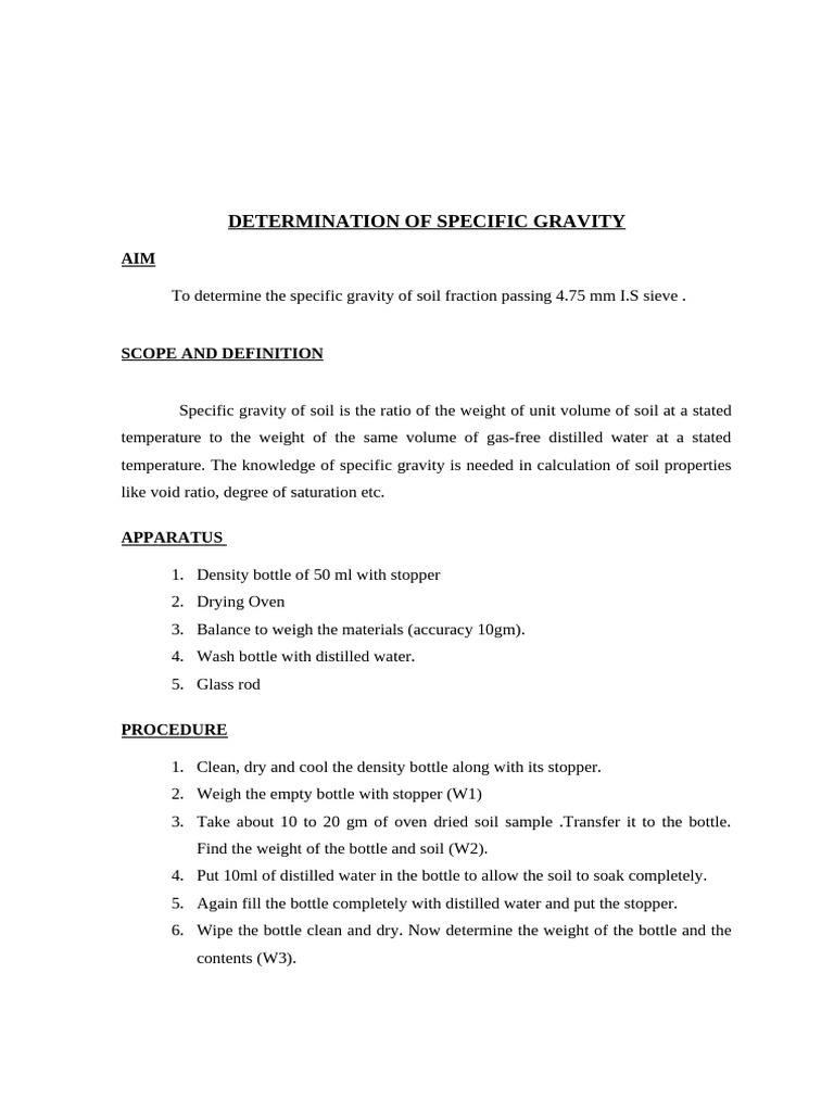 What Is Specific Gravity Definition Formula Specific Gravity