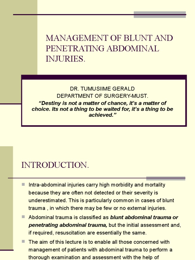 Management of Abdominal Trauma | PDF | Major Trauma | Spleen