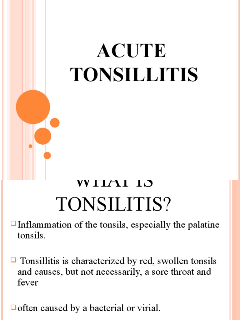Acute Tonsillitis | PDF | Streptococcus | Medical Specialties
