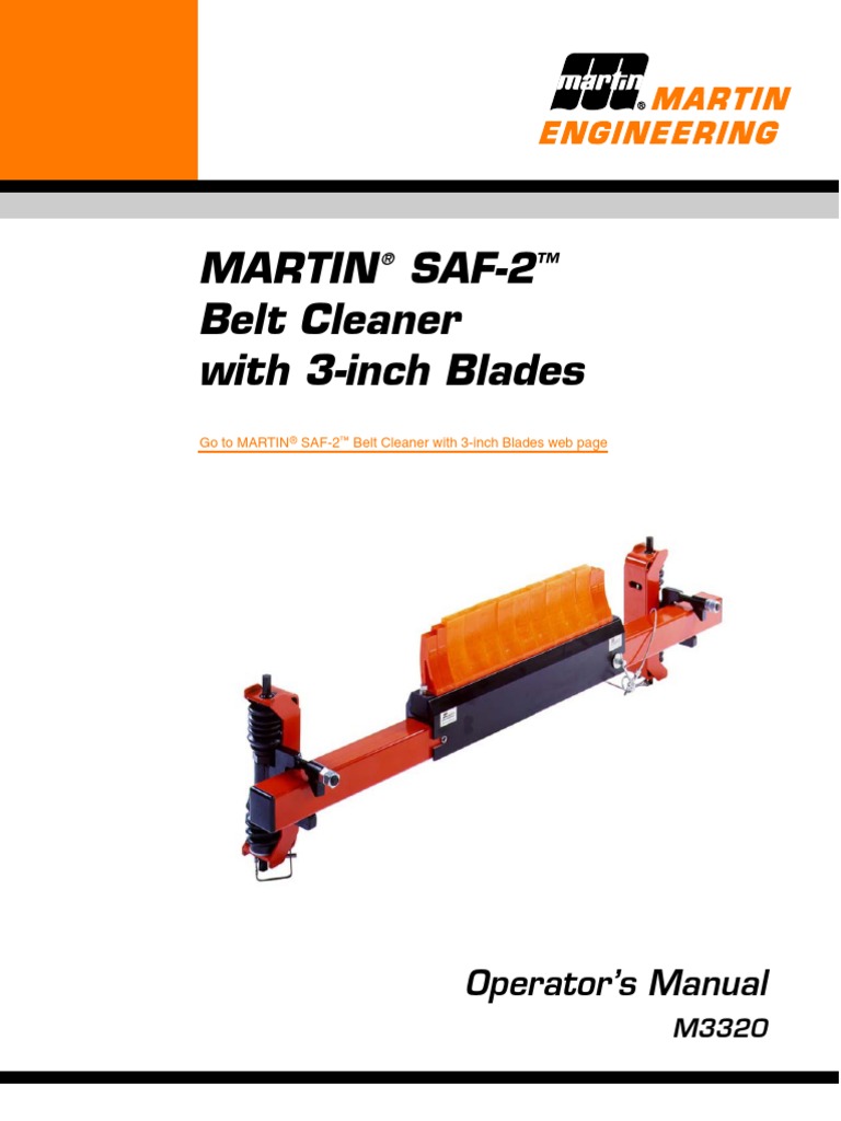 Martin SAF-2 Belt Cleaner With 3-Inch Blades: Operator's Manual | PDF ...