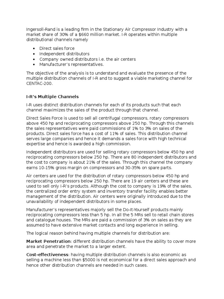 Ingersoll Rand Case Analysis | PDF | Distribution (Business) | Sales
