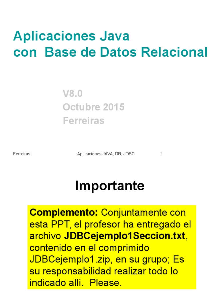 Aplicaciones Java Con Base de Datos Relacional: V8.0 Octubre 2015 ...