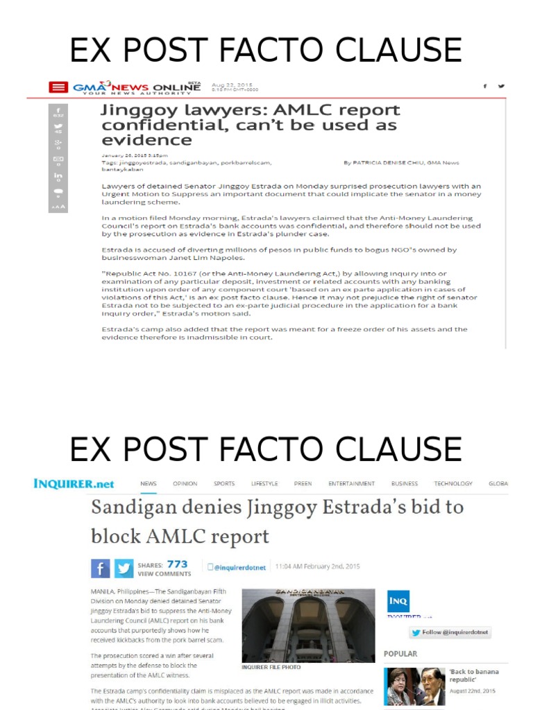 Ex Post Facto Clause | PDF | Asset Forfeiture | Money Laundering