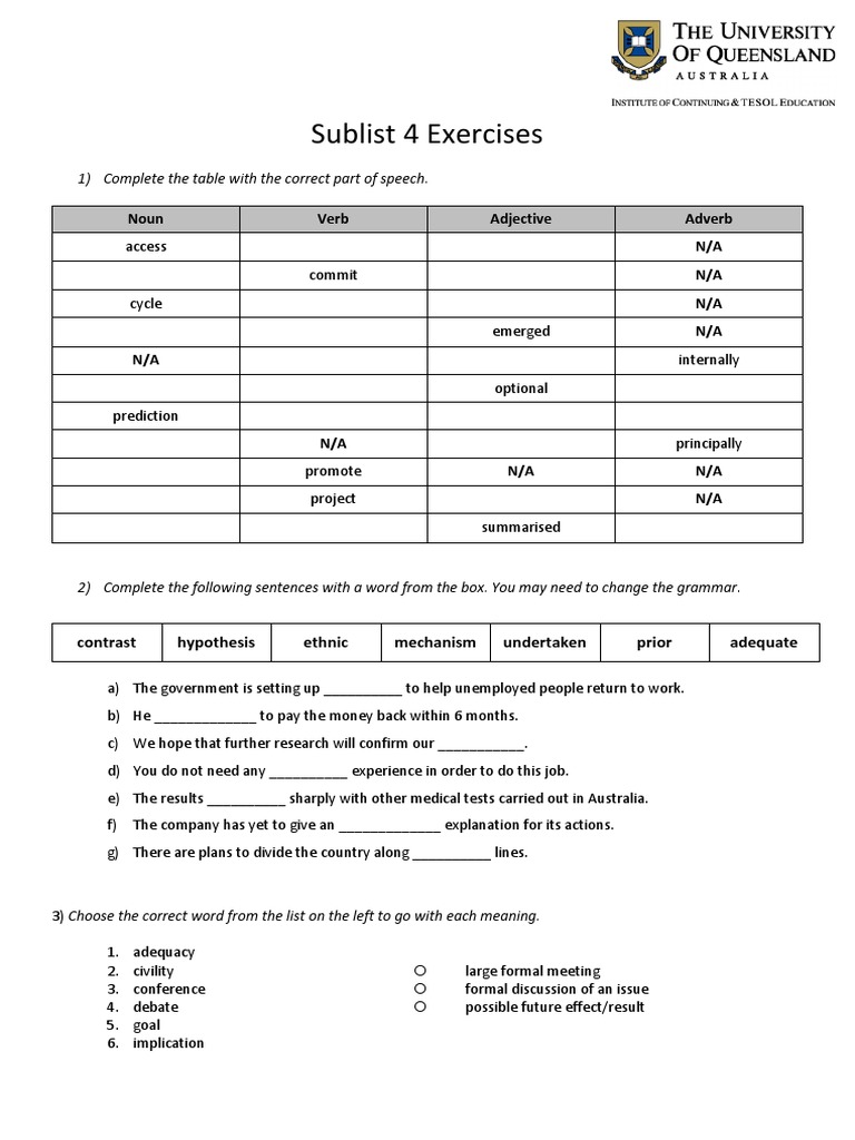 Academic Vocabulary Exercises | PDF | Part Of Speech | Adverb