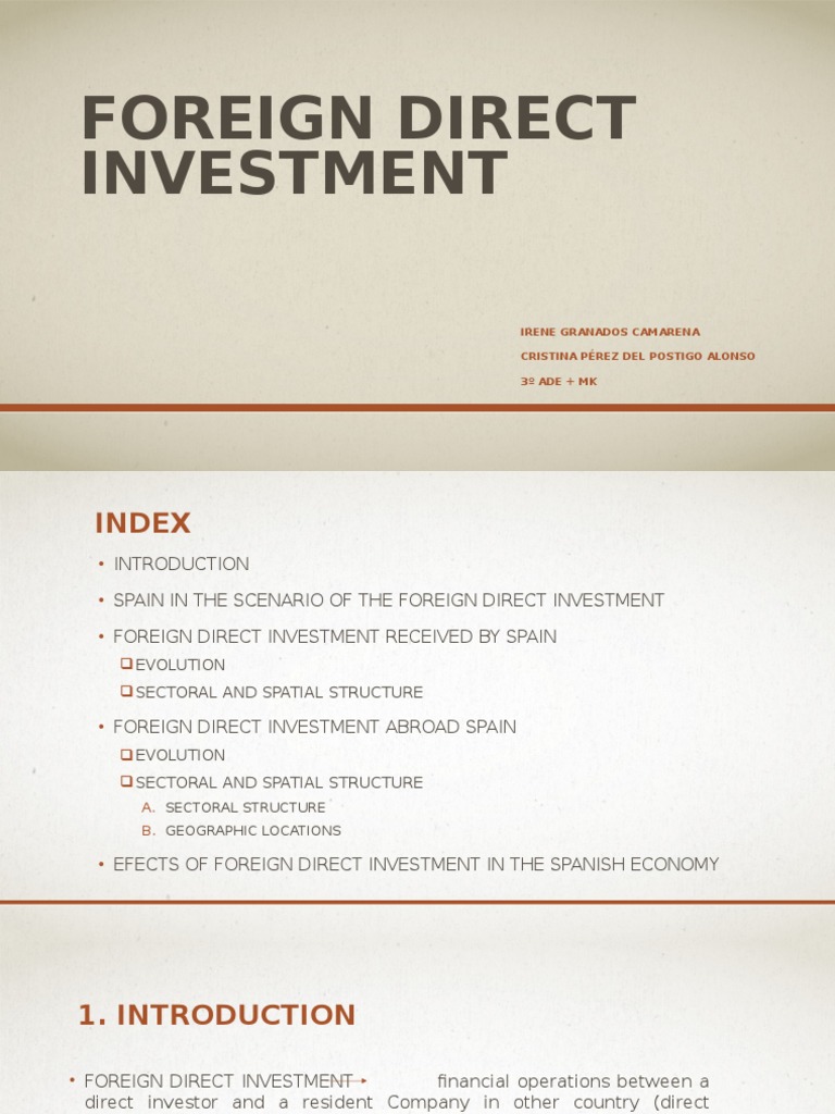 Spain's Foreign Direct Investment Overview | PDF | Foreign Direct ...