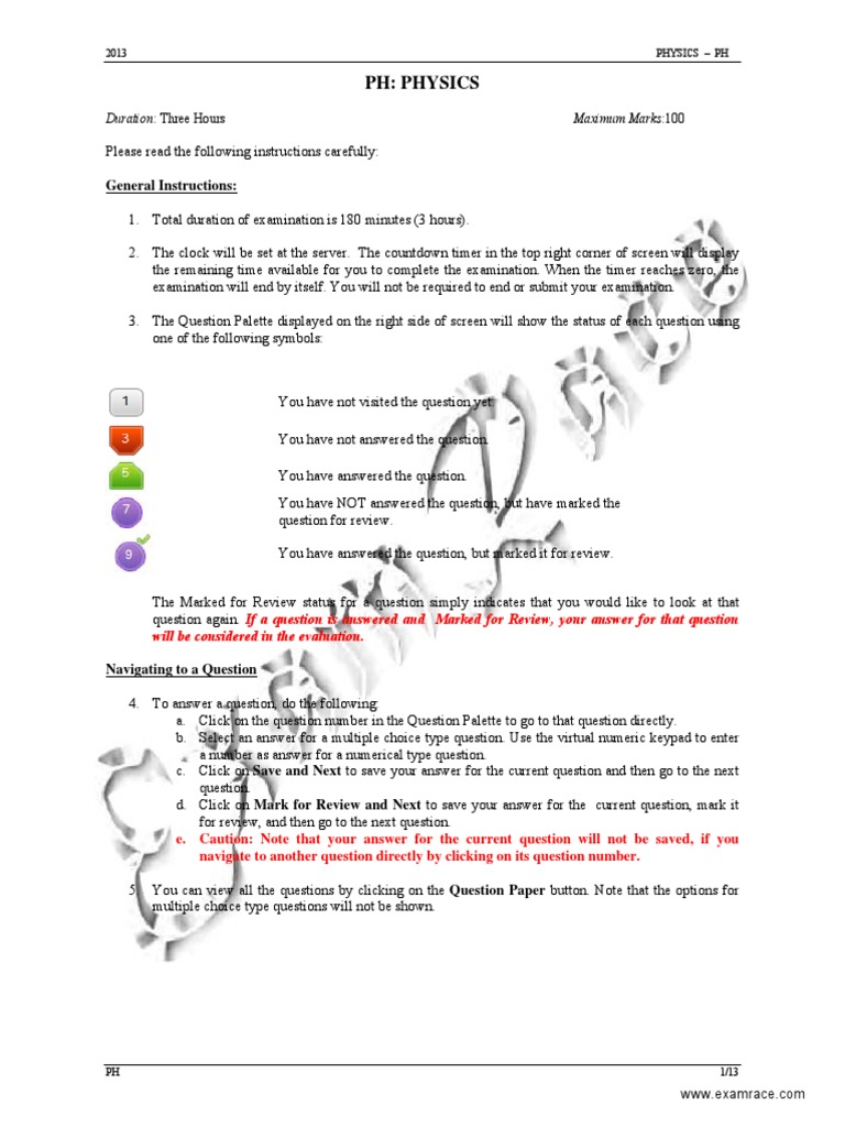 2013 Physics Exam Instructions and Format | PDF | Superconductivity ...