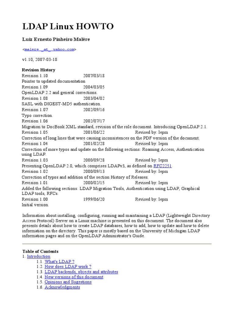 Ldap Linux Howto | PDF | Software | Internet Protocols