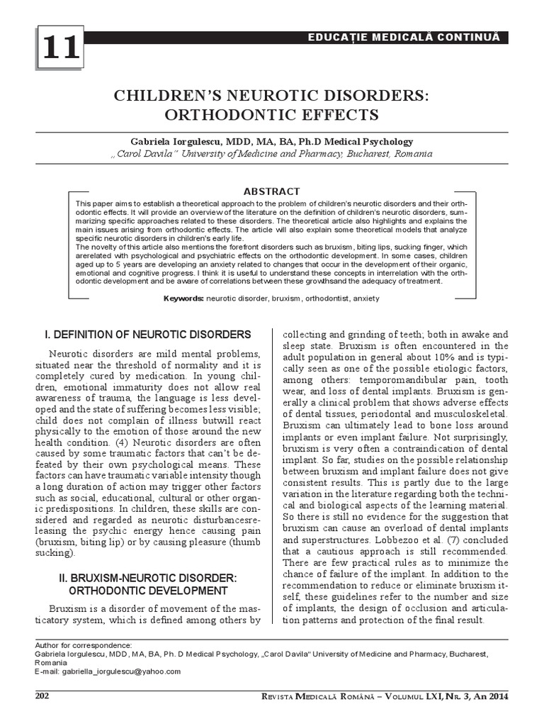 Children's Neurotic Disorders | PDF | Clinical Medicine | Dentistry