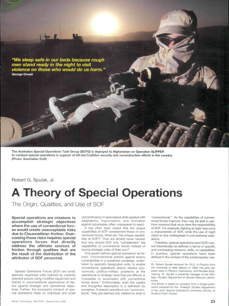 A Theory of Spec Ops - 2009 | PDF | Special Forces | Special Operations